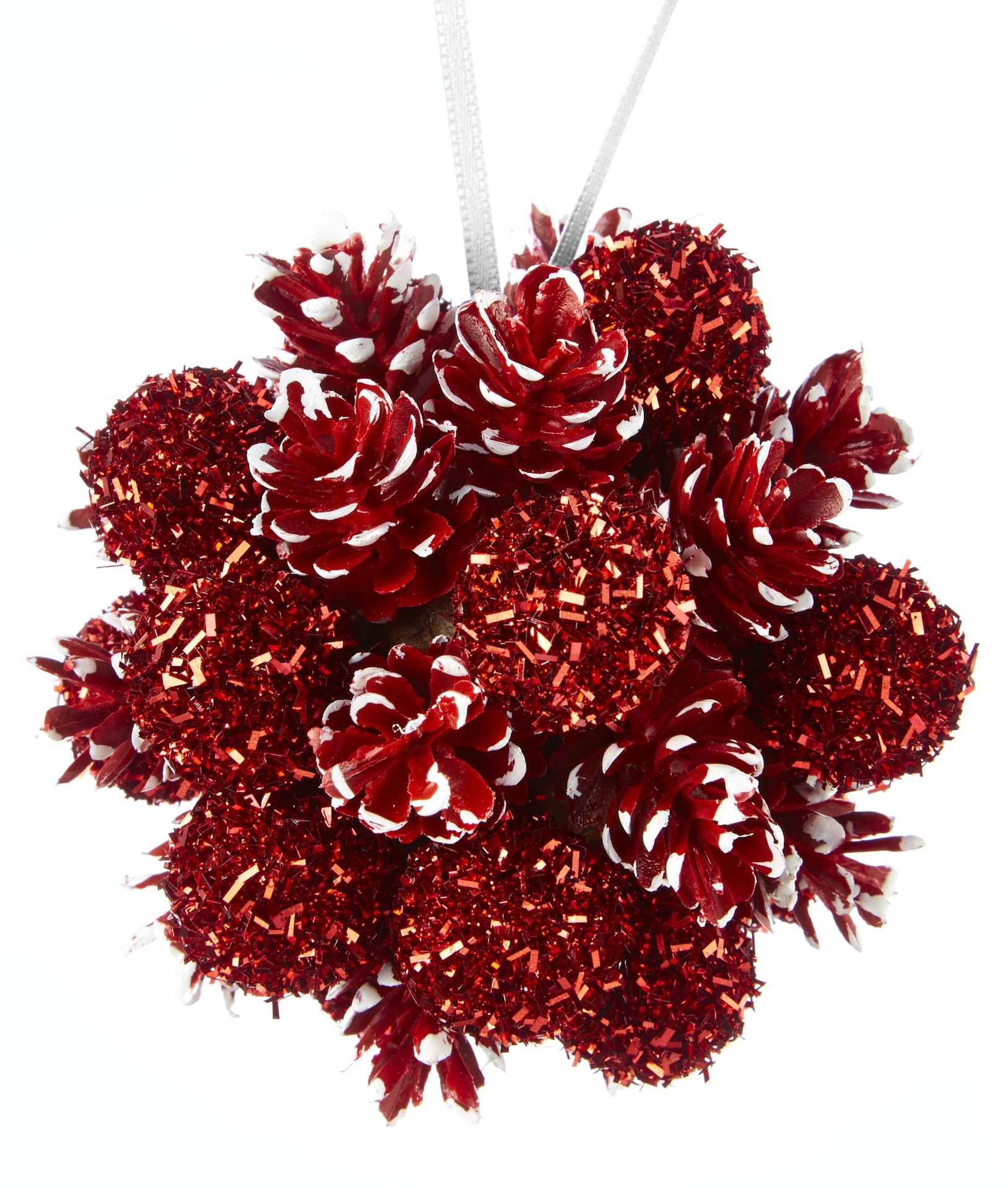 CANVAS Red Collection Decoration Pinecone PomPom Christmas Ornament, 90 ...