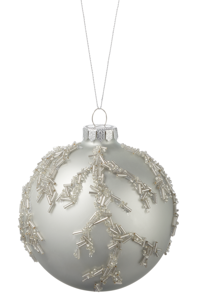 CANVAS Nordic Lights Collection Glass Ball with Beaded Detail Christmas ...