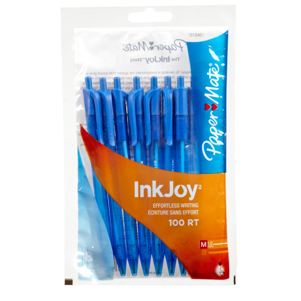 Paper Mate InkJoy 100 RT Medium Point Pens, Blue, 8-pk | Canadian Tire