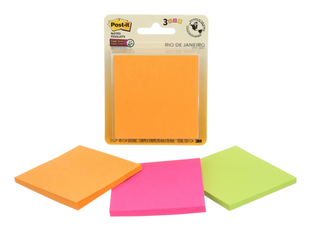 3M Post-it® Super Sticky, Unlined, Colours of the World Collection ...