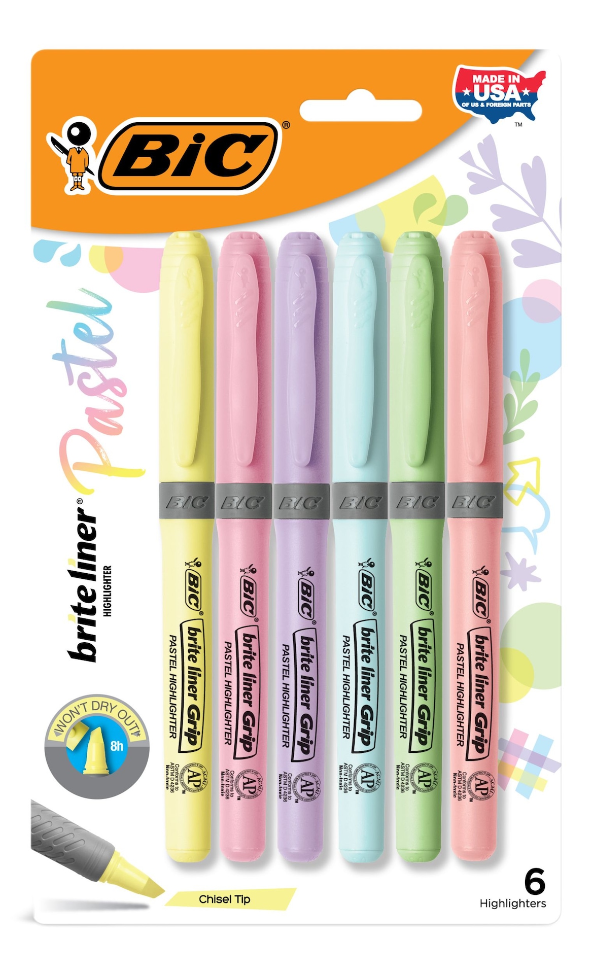 BIC Intensity Chisel Point Highlighter, Pastel, 6-ct | Canadian Tire