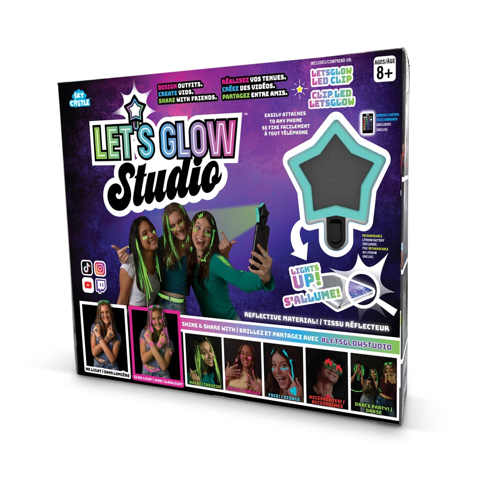 Sky Castle Toys Let's Glow Studio Crafting Kit, LED Selfie Star Clip ...
