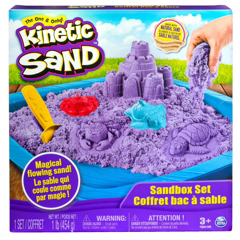 Kinetic Sand Sandbox Set With Tools And Molds Squeezable Sensory Sand 1 Lb 3 Pc Ages 3