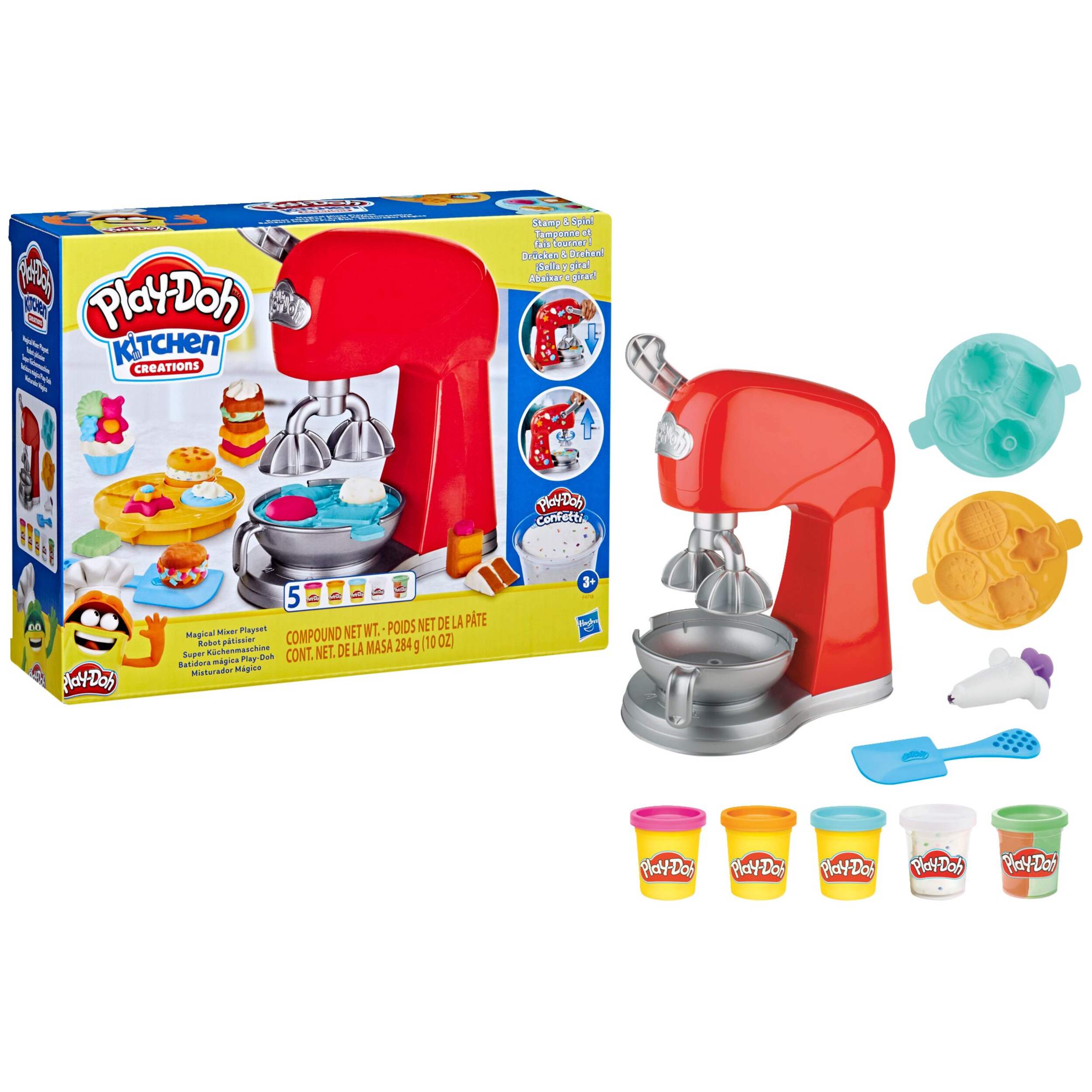 Play Doh Kitchen Creations Magical Mixer Playset with Non-Toxic Compound Cans, 10-oz, Bilingual ...