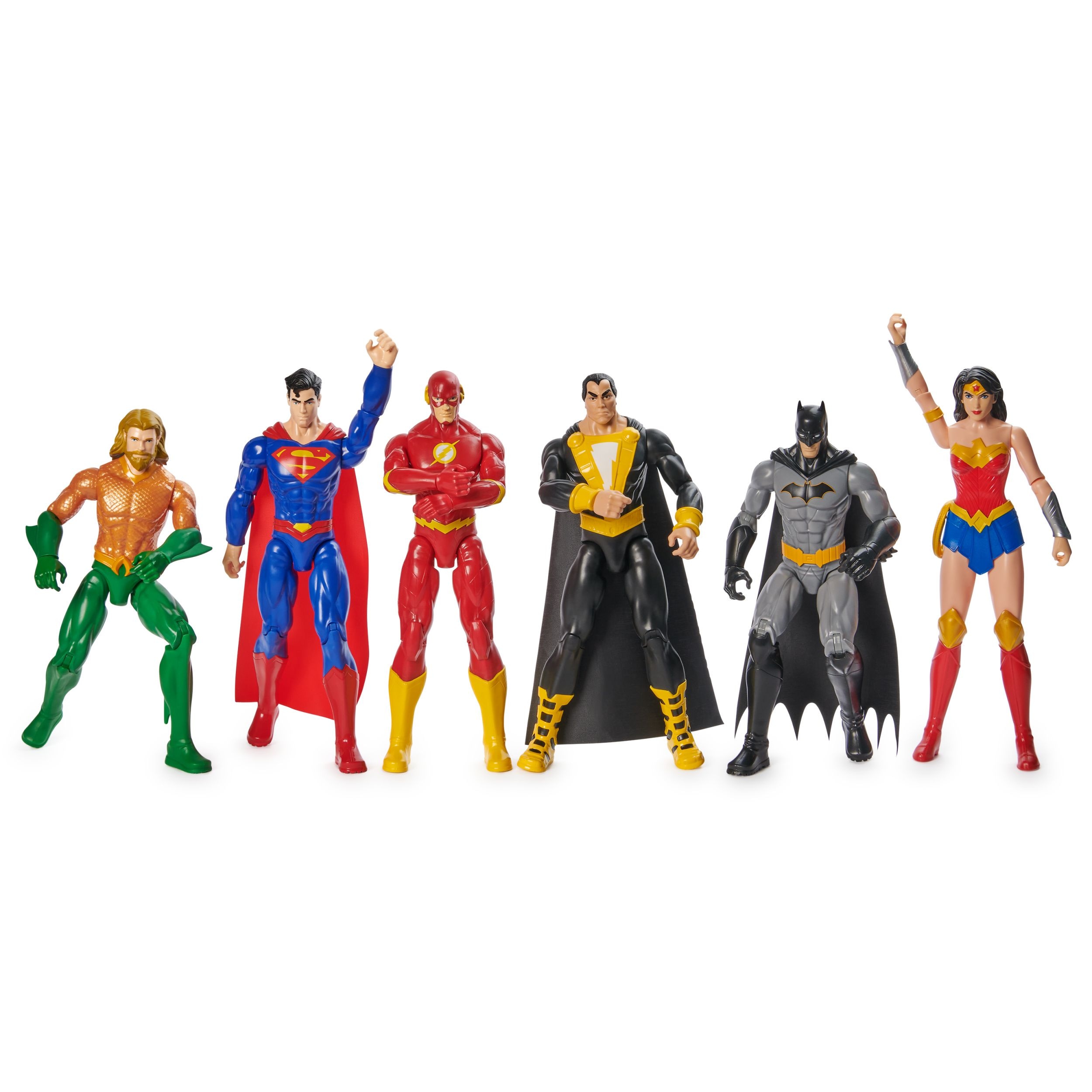DC Comics Super Hero Action Figures Set with Aquaman Superman The Flash Black Adam Batman Wonder Woman 12 in 6 pk Canadian Tire