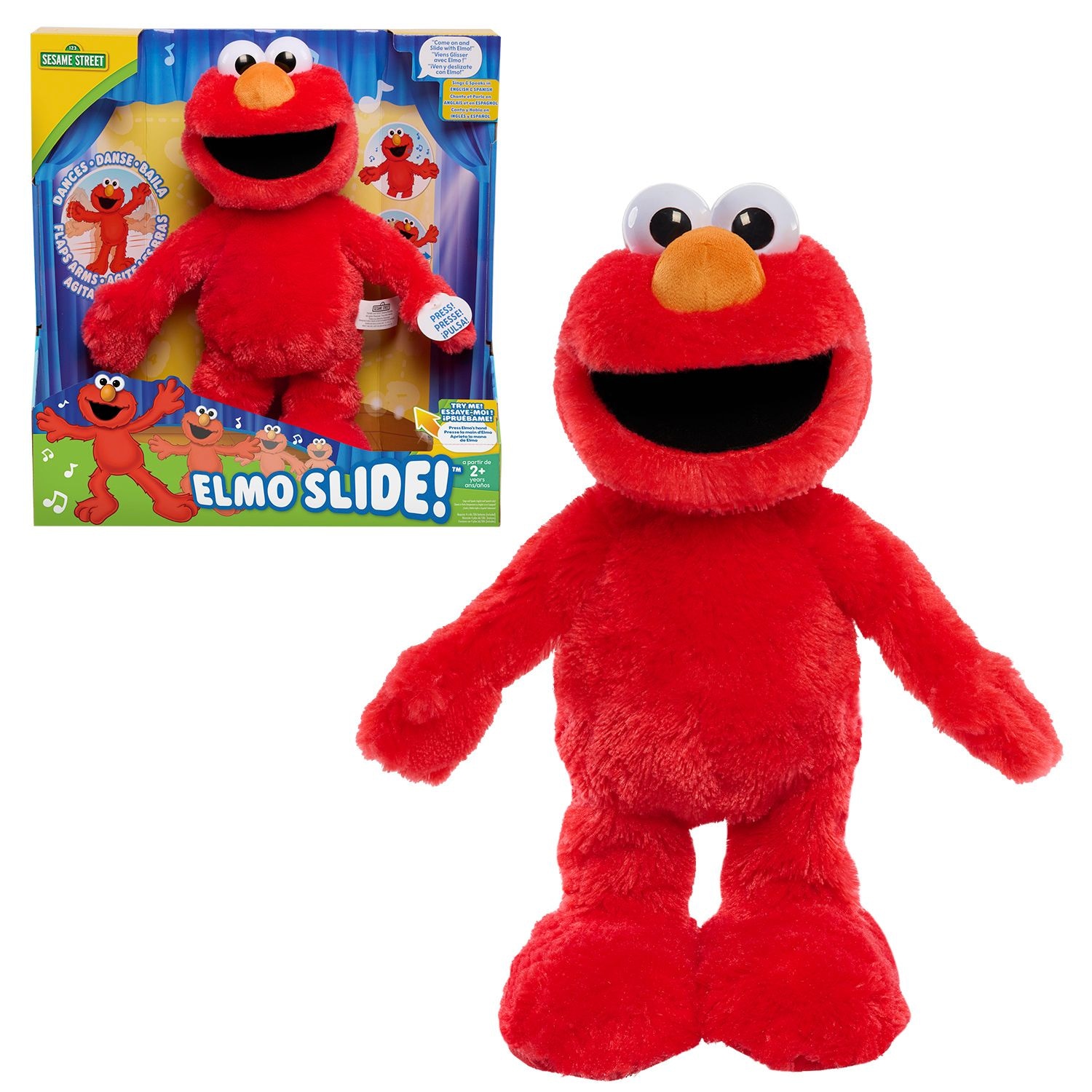 Sesame Street Elmo Slide Sing Along Plush Toy, 14-in, Ages 2 ...