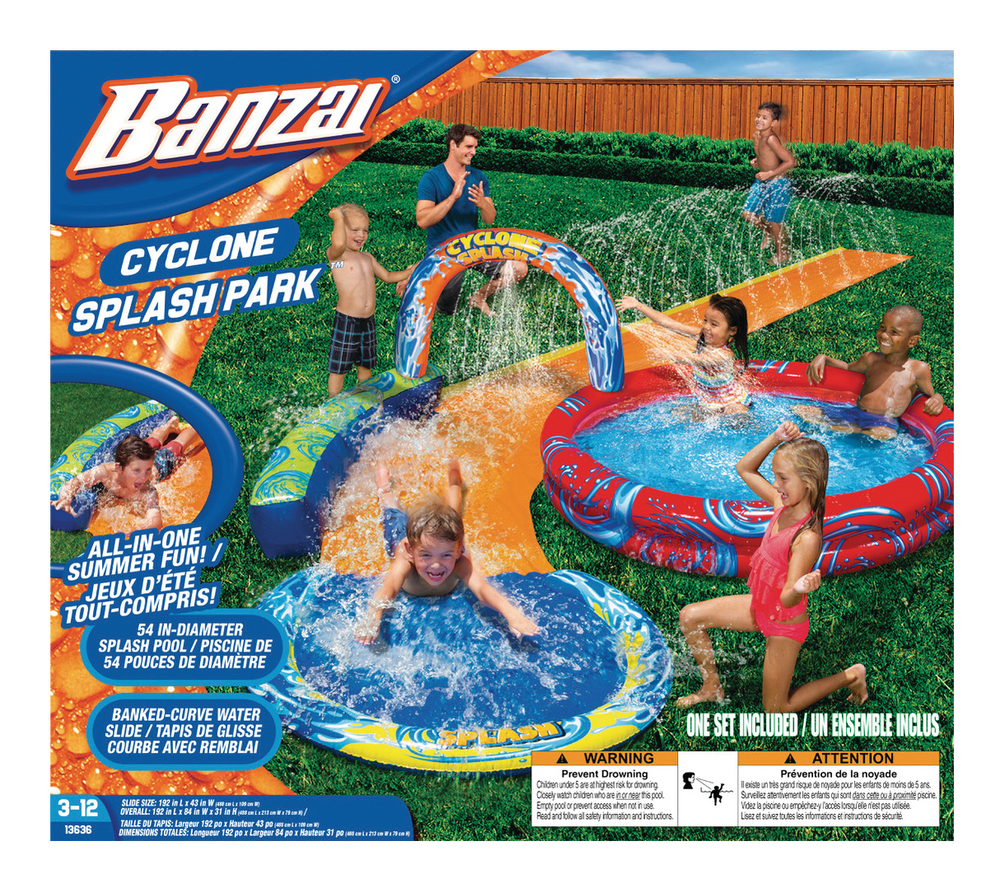 Banzai Cyclone Splash Park w/ Slide, Pool & Sprinkler, Kids' Outdoor ...