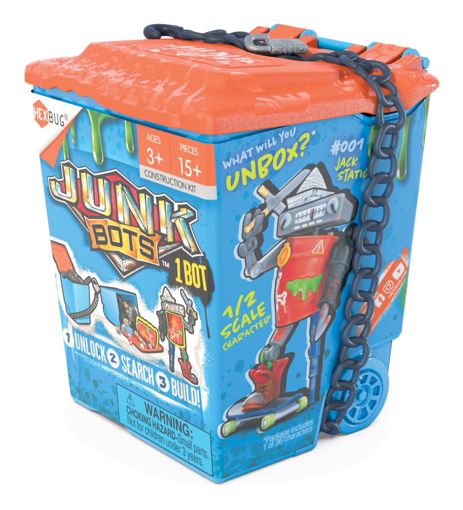 HEXBUG Junk Bots Mystery Pack, 15-Piece Trash Bin Action Figure Toy ...