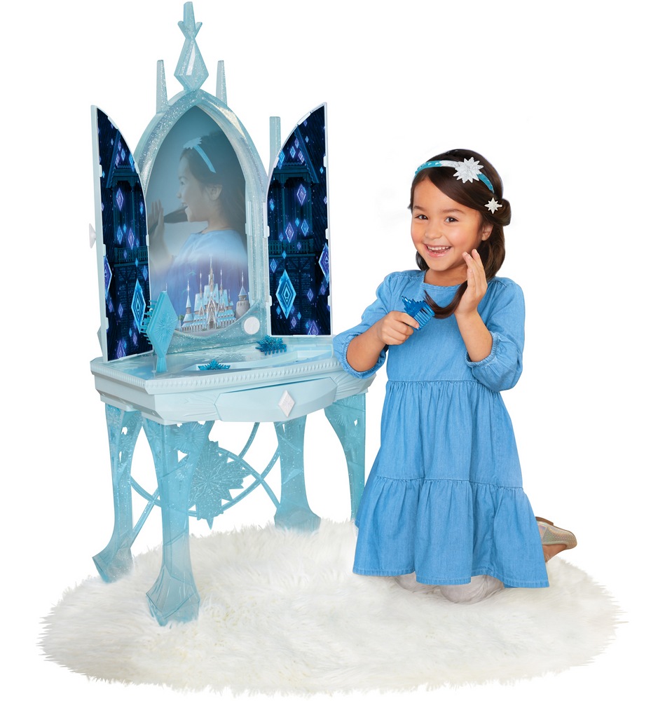 Disney Frozen 2 Elsa's Enchanted Ice Vanity Musical Playset & Hair ...