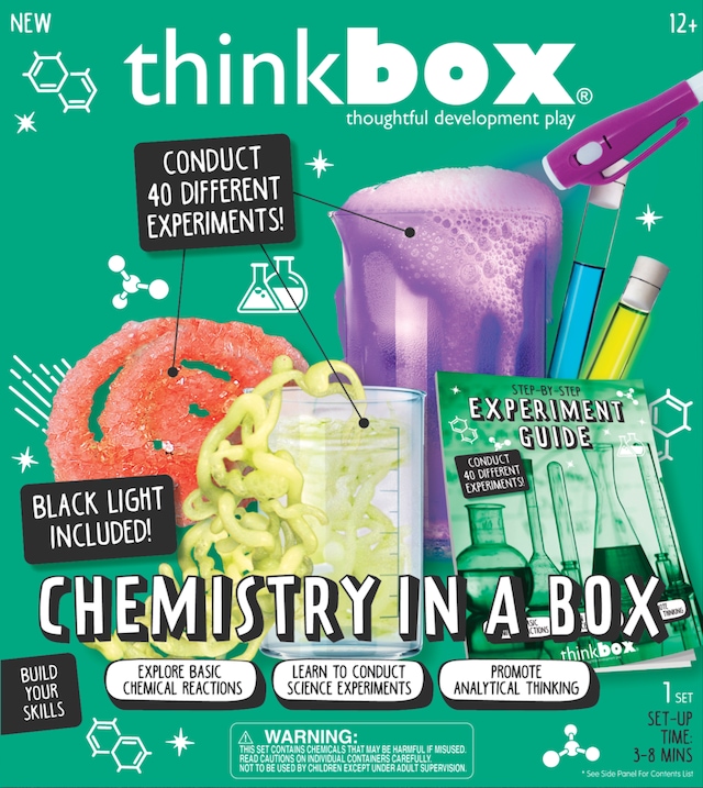 ThinkBox Chemistry in a Box Kit with 40 Different Experiments, Ages 12 ...