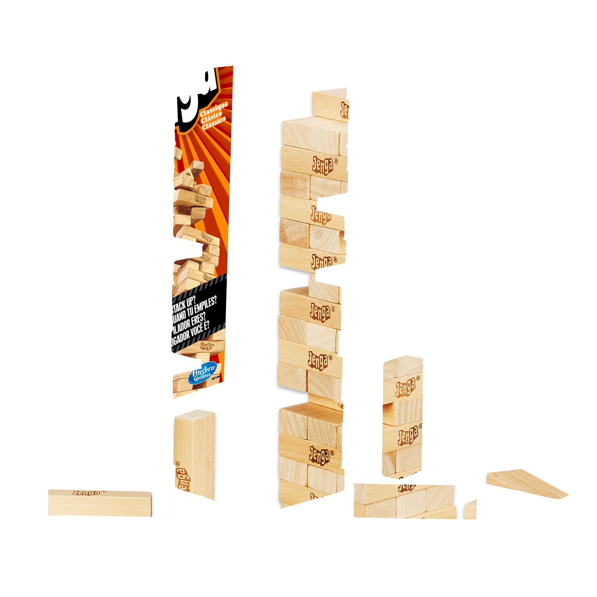 Hasbro Classic Jenga Game, Wood Block Stacking Tower Game, Ages 6 ...