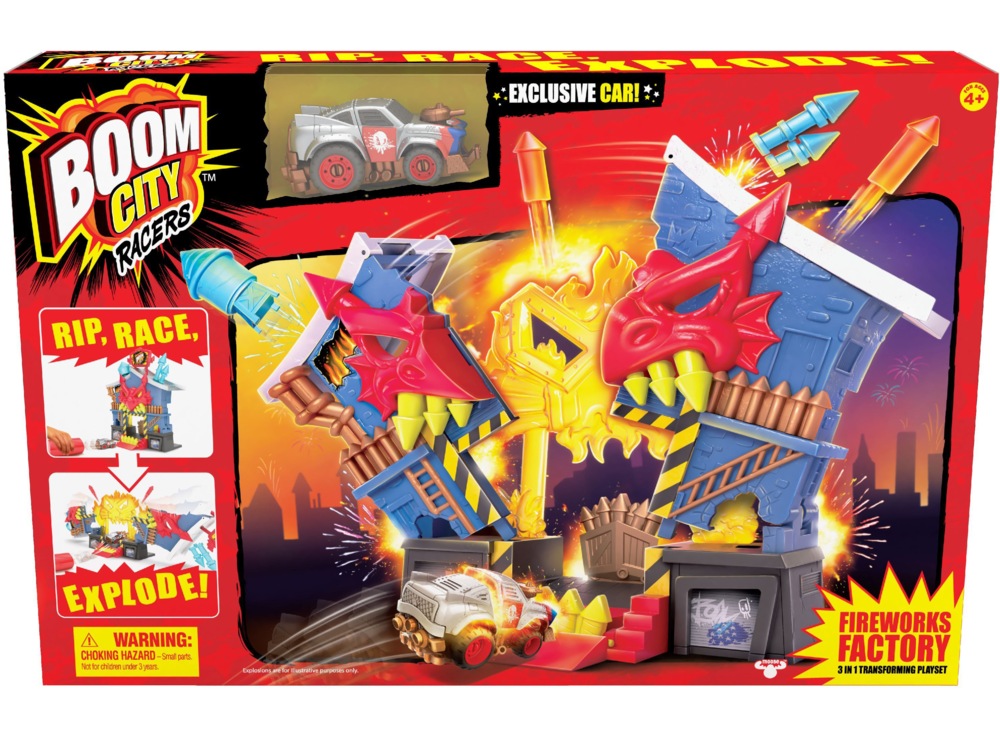 Boom City Racers Fireworks Factory 3-In-1 Transforming Toy Playset w ...