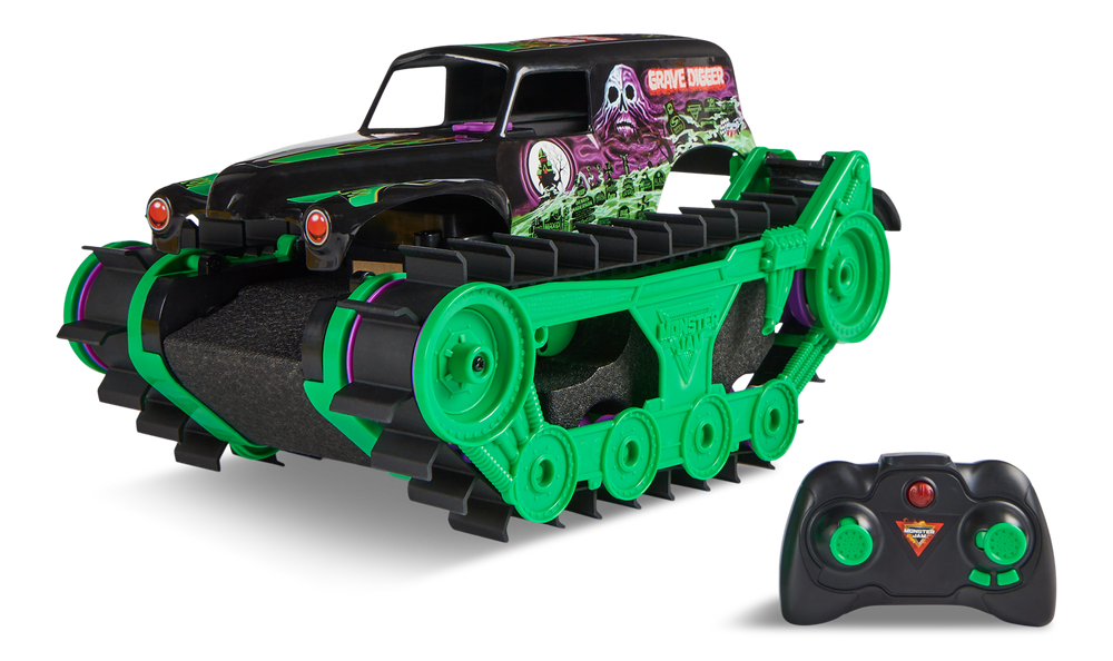 Monster Jam Grave Digger Trax Remote-Controlled Truck, Ages 4 ...
