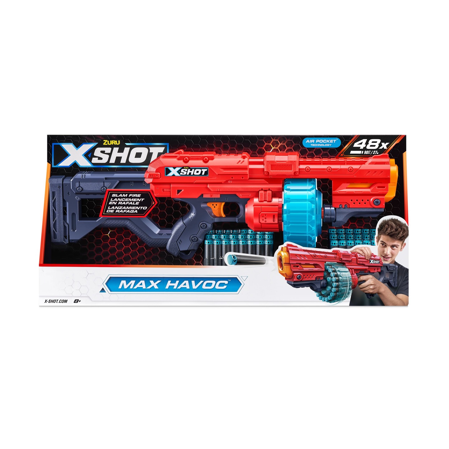 Lance-fléchettes X-Shot Excel Max Havoc, 48 fléchettes, 8 ans et plus ...