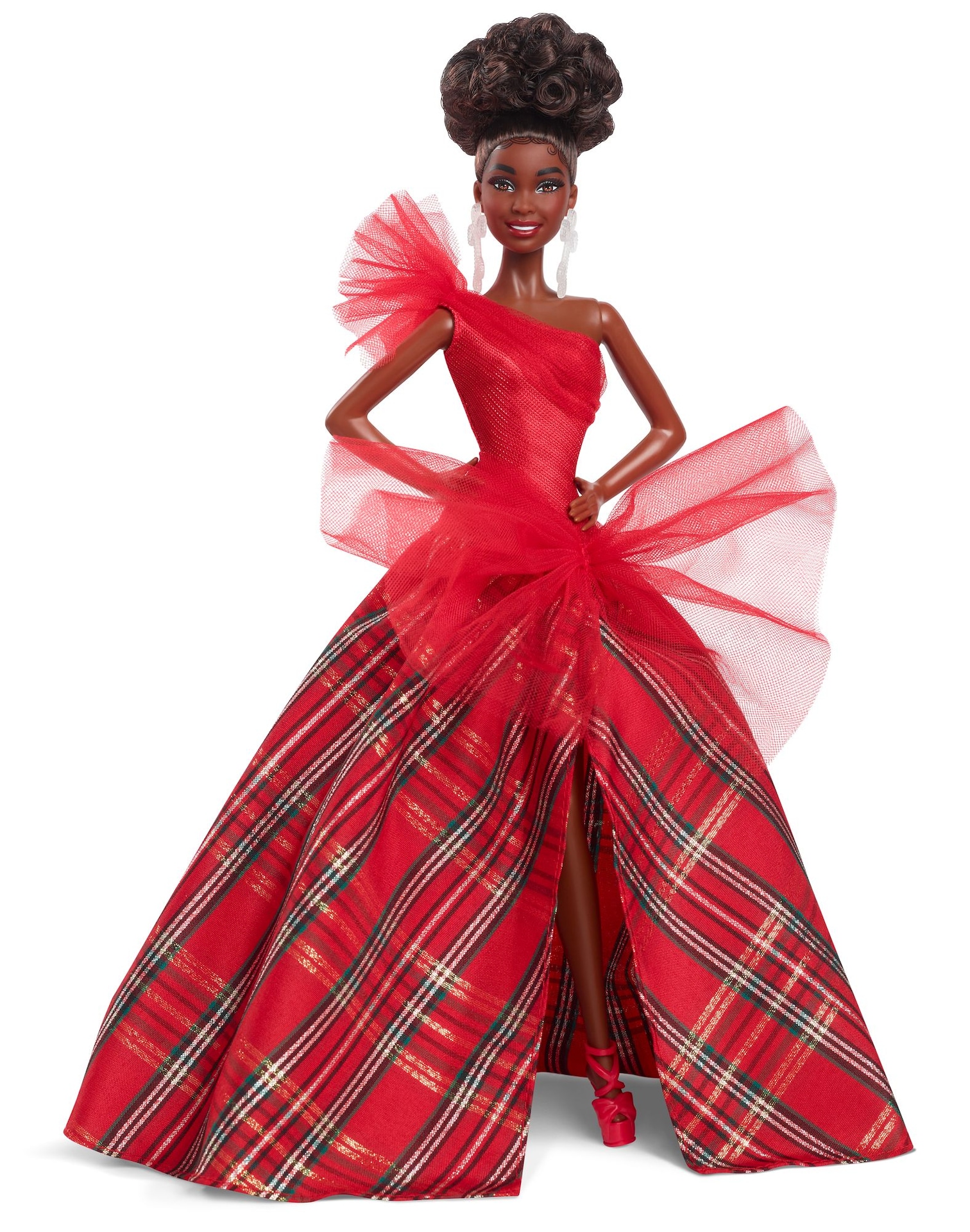 Barbie® 2024 Holiday Barbie Doll, Curly Black Hair Updo, Ages 6 ...